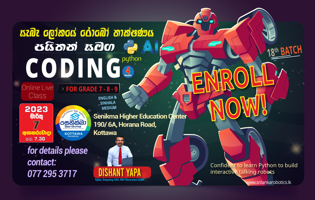 Python calss at Senikma-01 - Sri Lanka Robotics Education